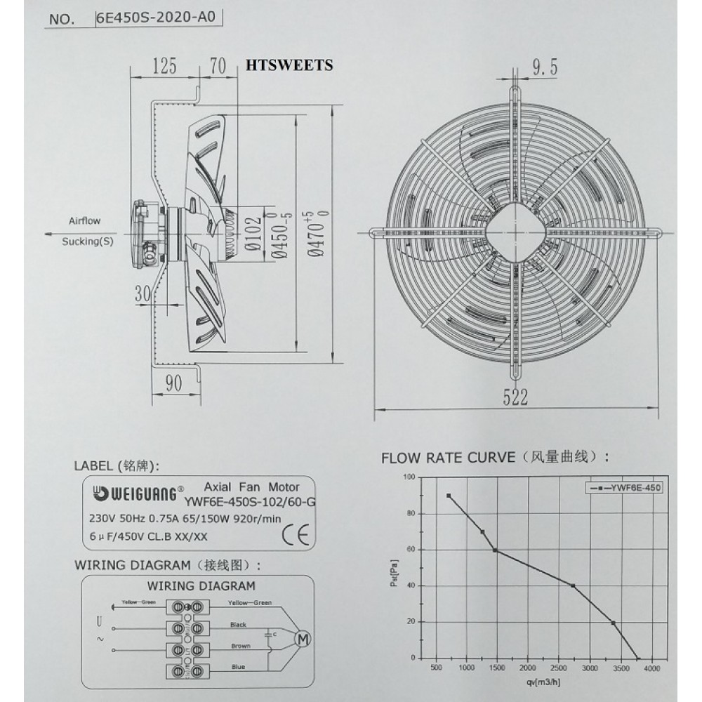 AXIAL FAN WEIGUANG YWF4E-450S