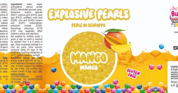 MANGO Popping Boba Balls.4X3.2kg Bucket,BUBBLE TEA BALLS