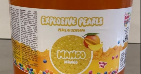 MANGO Popping Boba Balls.3.2kg Bucket, BUBBLE TEA BALLS