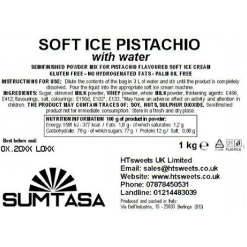 PISTACHIO soft icecream powder mix 100x1KG (100kg) SUMTASA