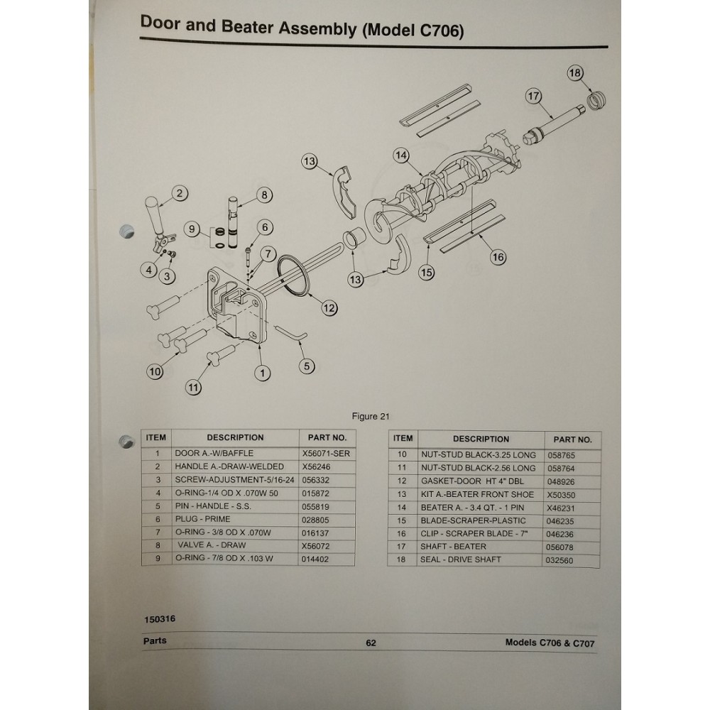 TAYLOR DRAW VALVE KIT ASSY X56200-3,Fits Models 8756, 8756 Single Stage ...