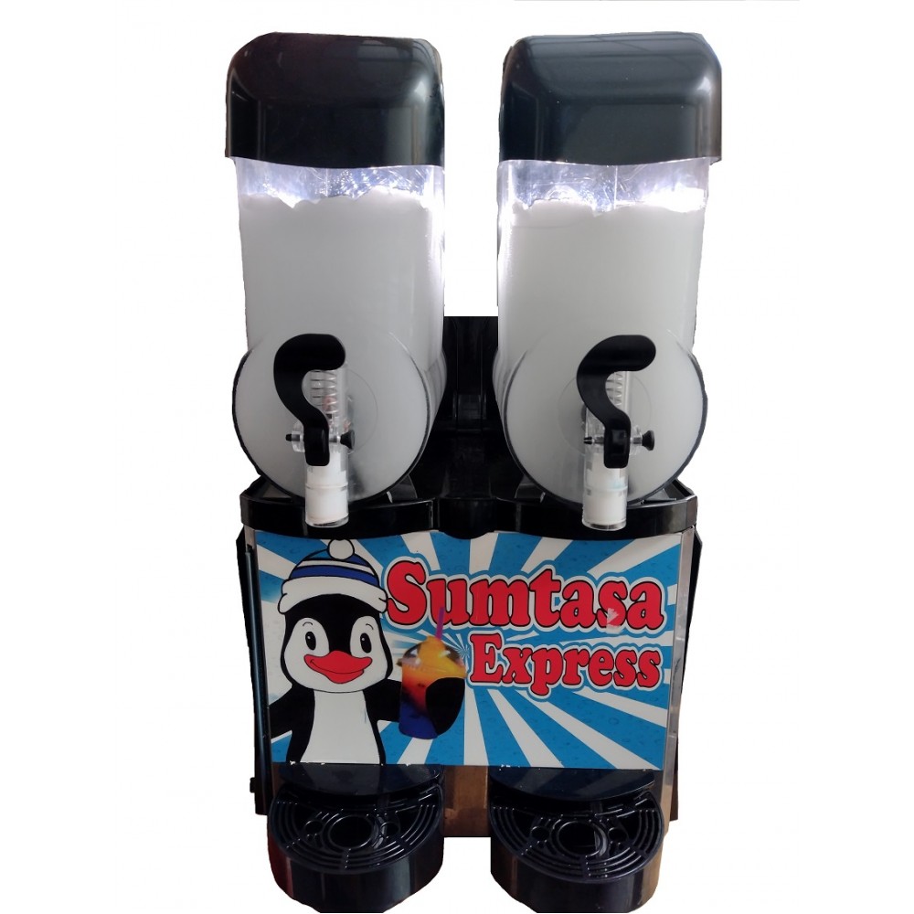 SUMTASA Express Slush machine BLACK 2x10ltr with Wall 6 Bottles FLAVOR ...